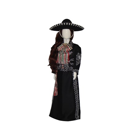Traje de charra con bordado blanco